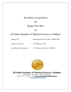 Fillable Online Invitation of quotation for Rapid Test Kits At All ...