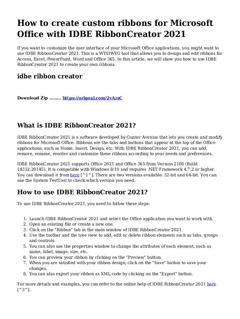 Fillable Online How to create custom ribbons for Microsoft Office with ...