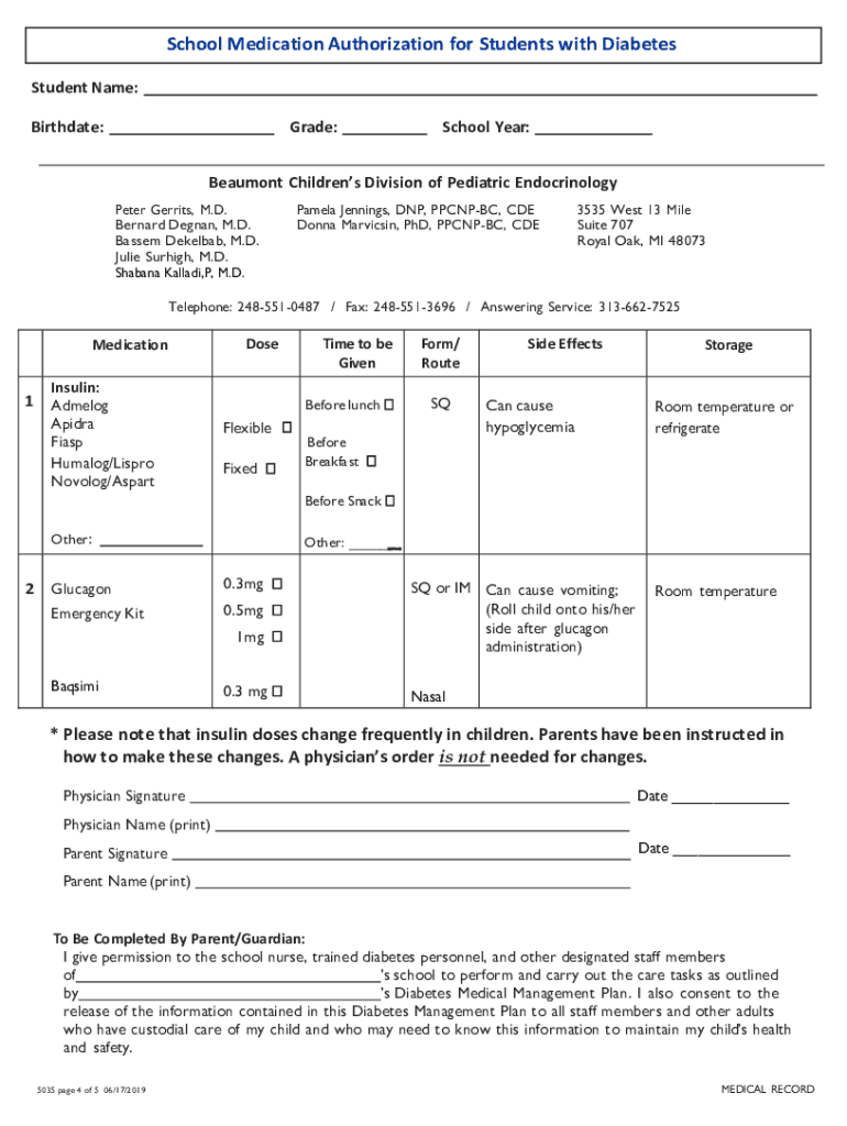Fillable Online School Medication Authorization for Students with ...