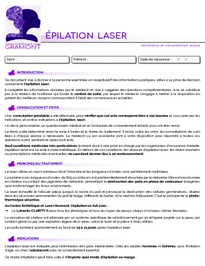 Remplissable En Ligne pilation au laser Fiche client (e) / Questionnaire Nom du ... Faxer Email ...