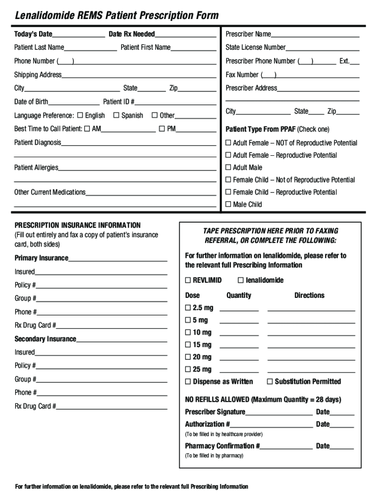 Fillable Online () Patient Prescription Form Fax Email Print - pdfFiller