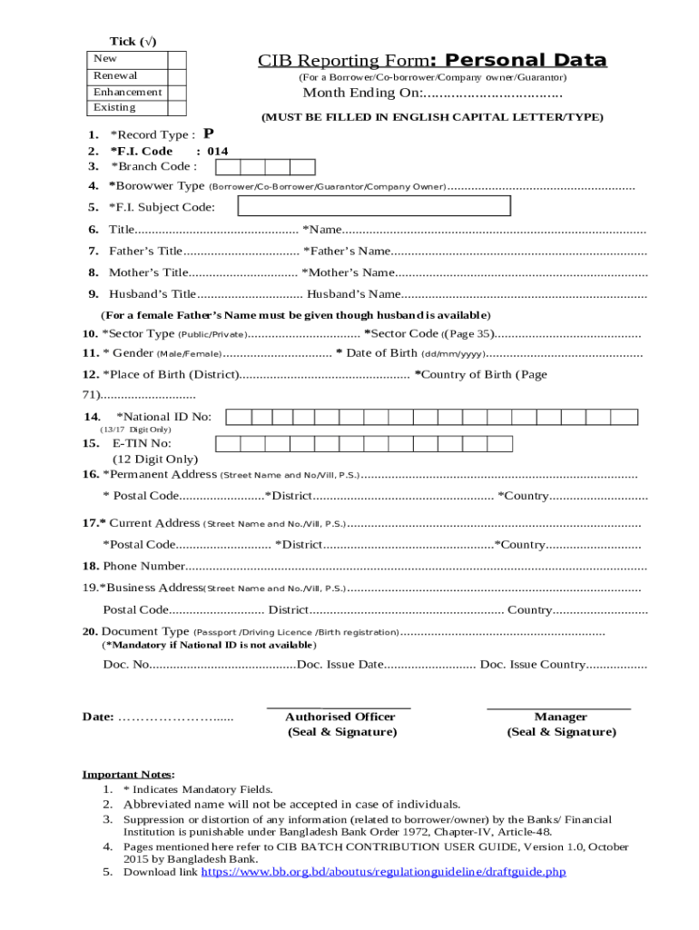 CIB Online : Personal Data Doc Template | pdfFiller