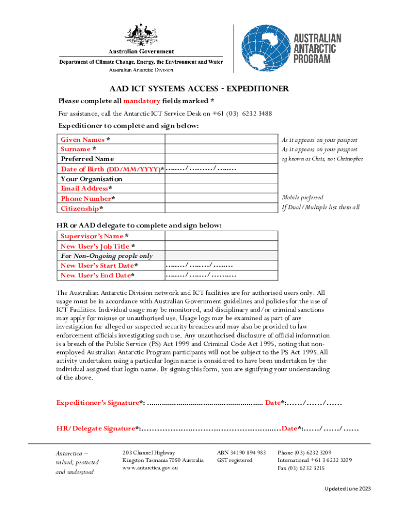 Fillable Online AAD ICT System Access Form Fax Email Print - pdfFiller