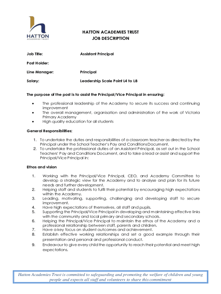 Fillable Online Kent Teach - Job Description Associate Headteacher Fax ...