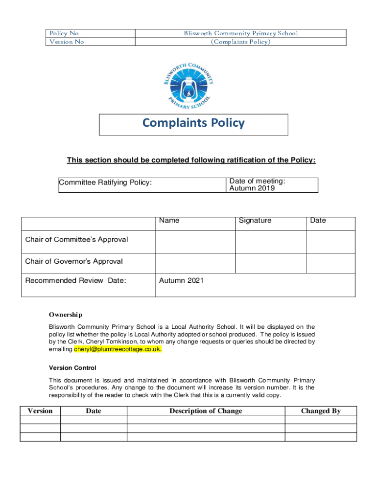Fillable Online Complaints Procedure - St John's Catholic Primary School Fax Email Print - pdfFiller