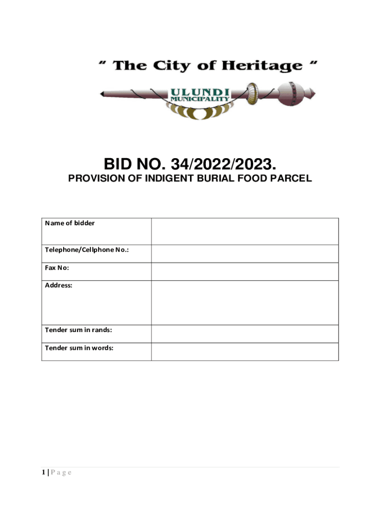 Fillable Online Bid Notice and Invitation to Tender Fax Email Print - pdfFiller