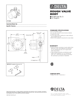 Fillable Online Delta R11000 Diverter Rough-In Valve for Delta 3 ...