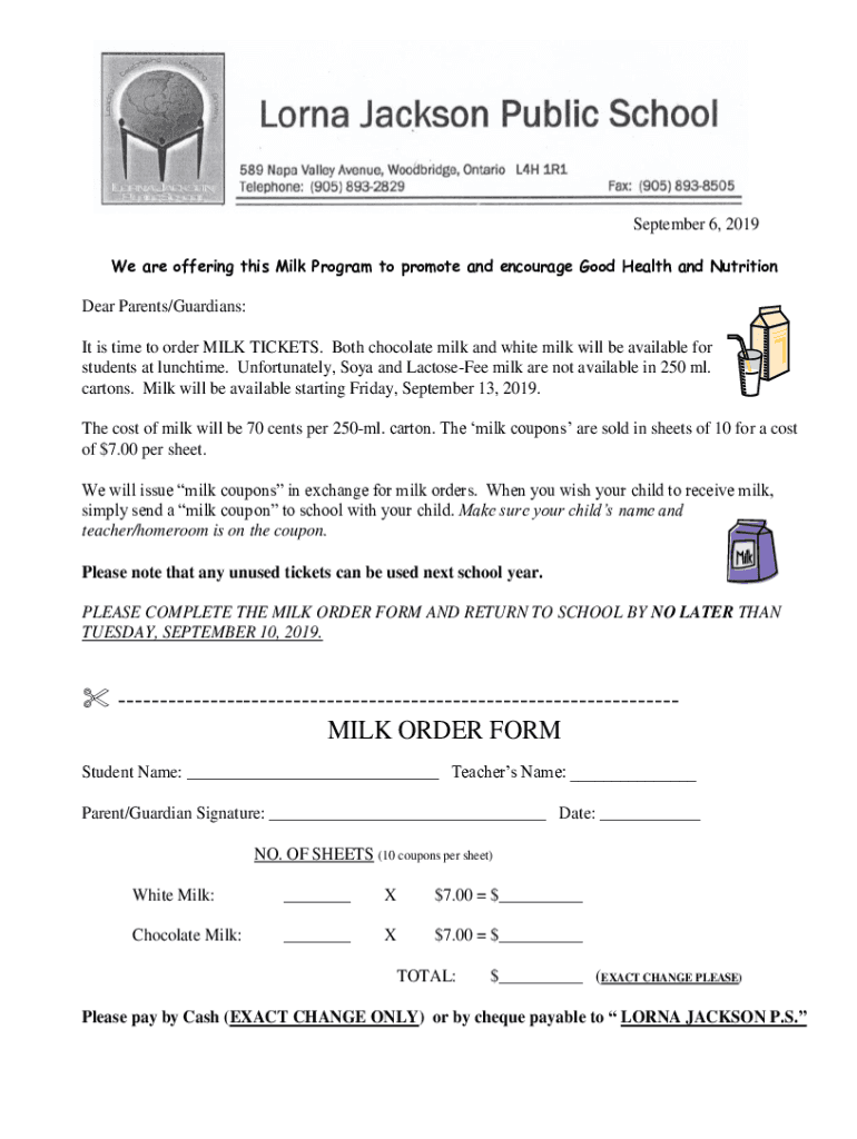 Fillable Online Elementary School Milk Program - Dairy Farmers of ...