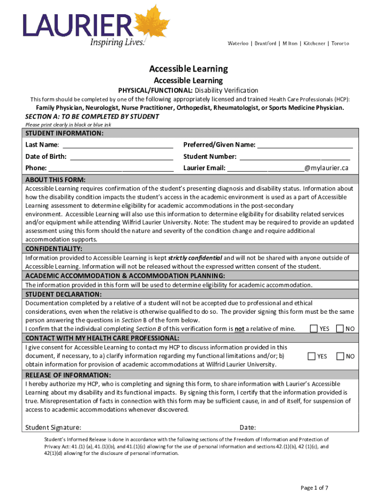 Fillable Online Physical Disability Verification Form.July 2023.docx Fax Email Print - pdfFiller