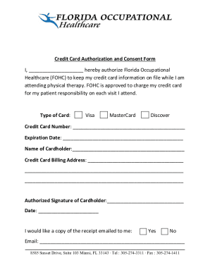 Fillable Online Credit Card Authorization and Consent Form I Fax Email ...