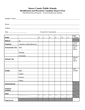 Fillable Online Identification and Placement Committee Report Form Fax ...