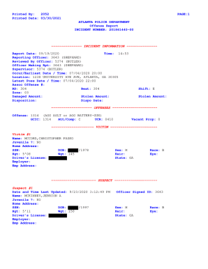 Fillable Online INCIDENT NUMBER: 201861440-00 Fax Email Print - pdfFiller