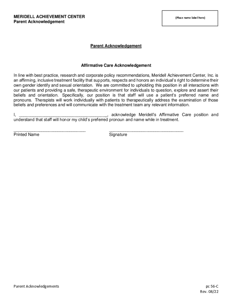 Fillable Online Parent Acknowledgements pc 56-C Rev. 08/22 Fax Email ...