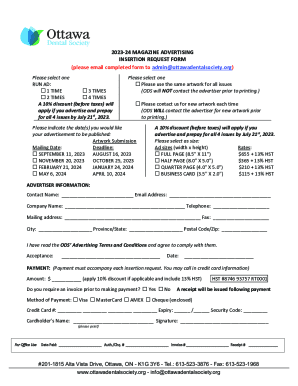 Fillable Online 2023-24 magazine advertising insertion request form Fax Email Print - pdfFiller