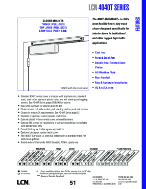 Fillable Online LCN 4021-H Door Closer - Mounting Top Jamb (Pull Side ...