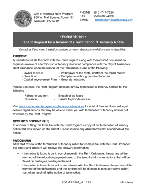 Fillable Online RP-101 - Tenant Request for Review of Terminationv09.18 ...