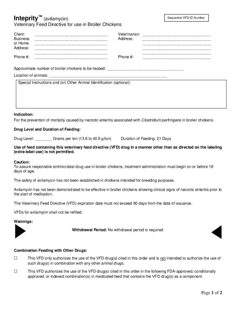 Fillable Online Veterinary Feed Directive Requirements for ...