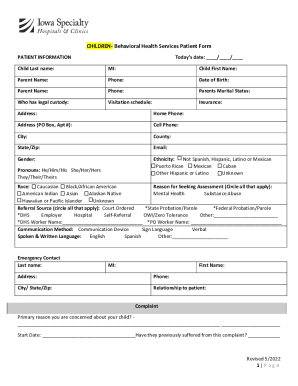 Fillable Online Personal History Form (Child Fax Email Print - pdfFiller