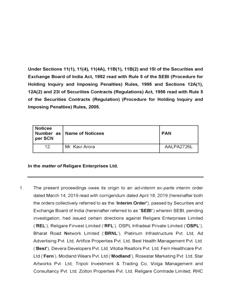 Fillable Online Guide to Securities & Exchange Board of India (SEBI ...