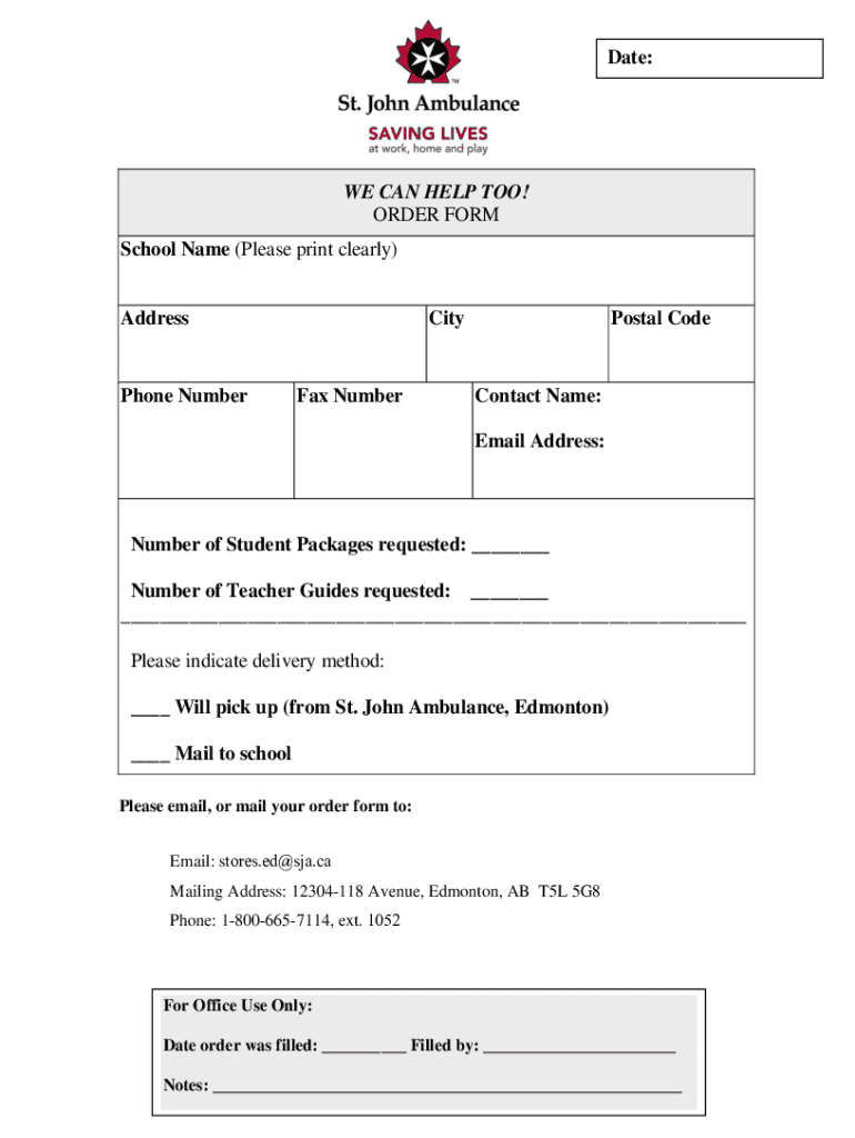 Fillable Online We Can Help Too! Order Form Fax Email Print - pdfFiller