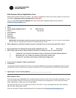 Fillable Online ECA Summer School Application Form Fax Email Print - pdfFiller
