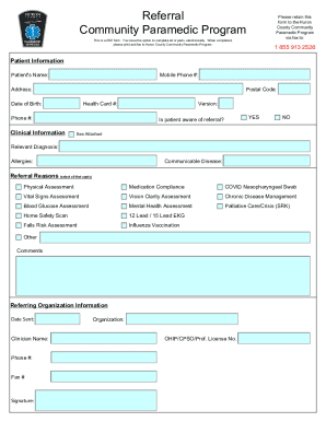 Fillable Online Community Paramedic Referral Form Fax Email Print ...