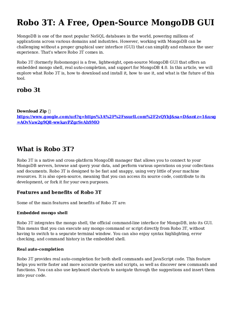 Fillable Online How Robo 3T simplifies MongoDB development and administration Fax Email Print ...