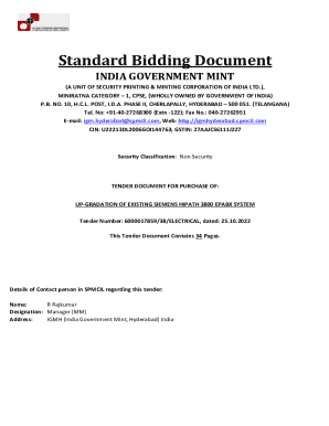 Fillable Online Standard Bid Document (SBD)Government of India Fax ...