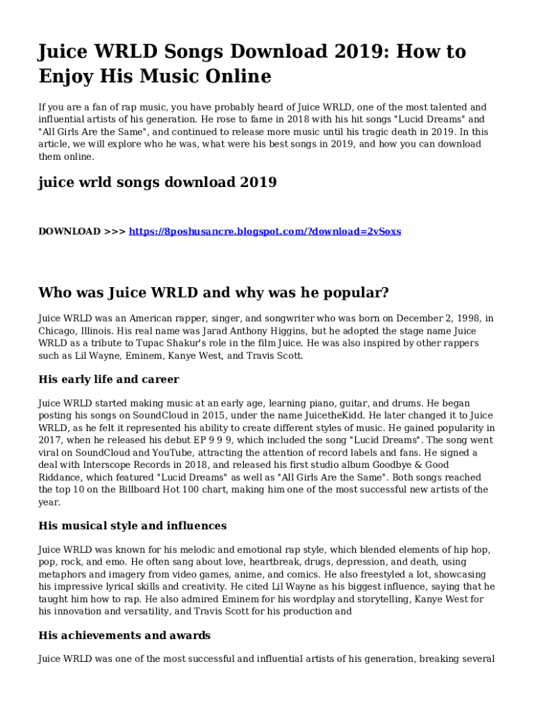 Fillable Online Juice WRLD and the Tragic End of the SoundCloud Rap Era ...