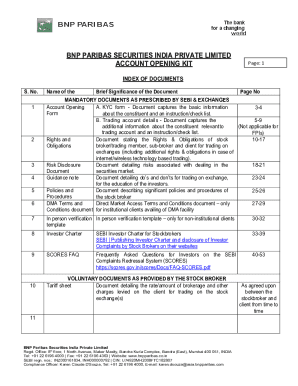 Fillable Online Account Opening Form - BNP Paribas in India Fax Email ...