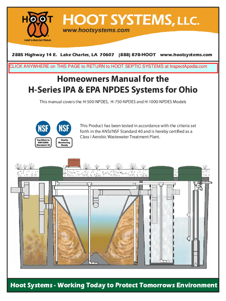 Fillable Online HOOT Aerobic Septic System Installation & Repair ...