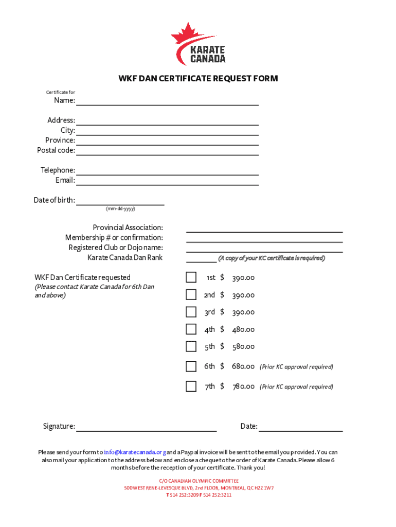 Fillable Online DAN CERTIFICATE REQUEST FORM Fax Email Print - pdfFiller