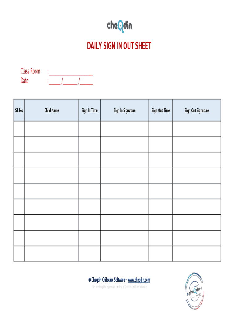 Fillable Online Paperless Daily Sheets Sign In-OutDigital Attendance ...