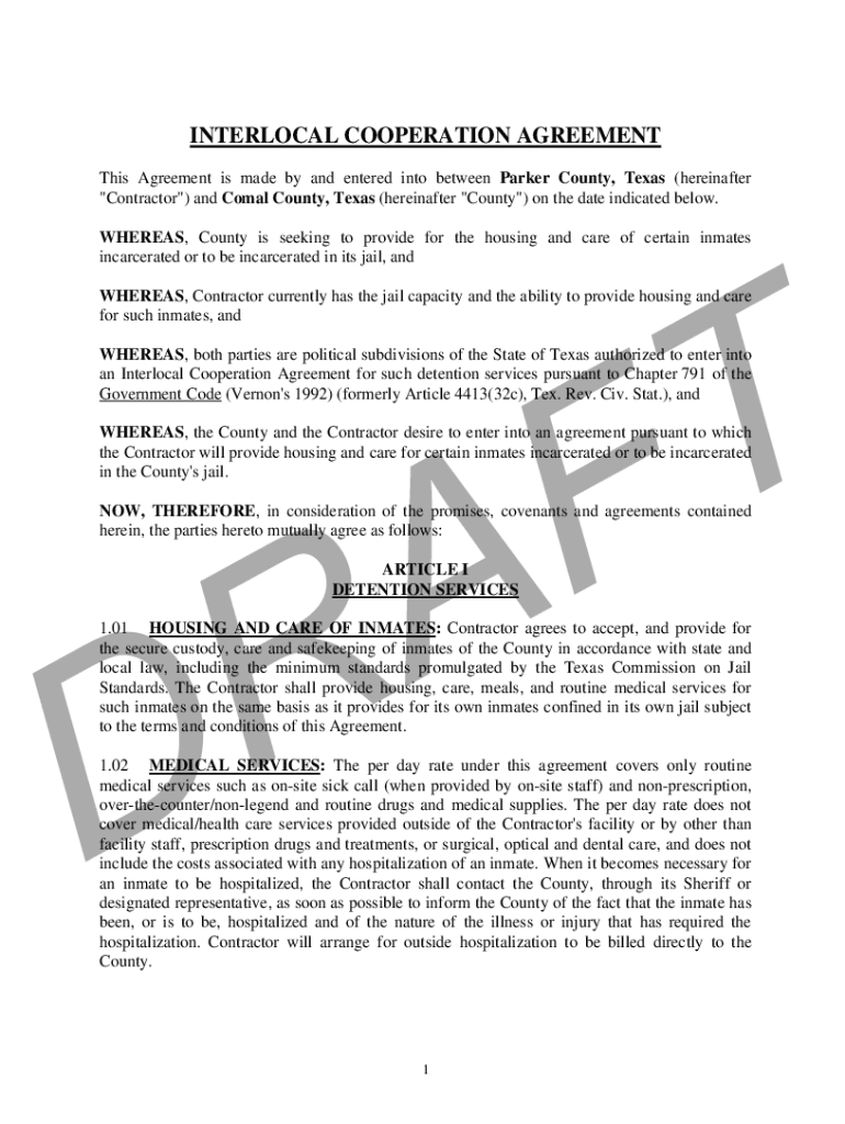 Fillable Online INTERLOCAL COOPERATION AGREEMENT - Comal County Fax ...