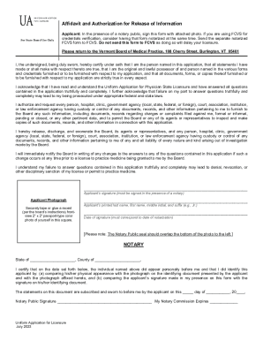 Fillable Online Notary Affidavit and Authorization for Release of ...