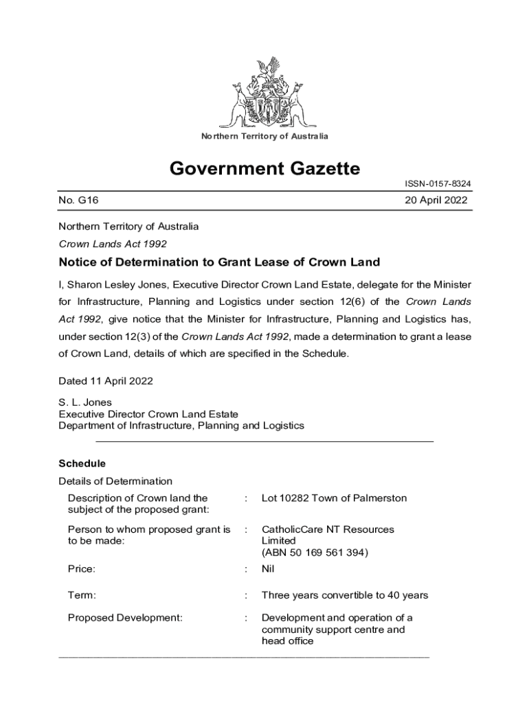 Fillable Online nt gov WA's landmark legislation on management of Crown ...