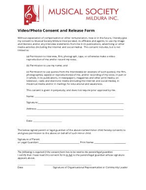 Fillable Online Video/Photo Consent and Release Form Fax Email Print ...