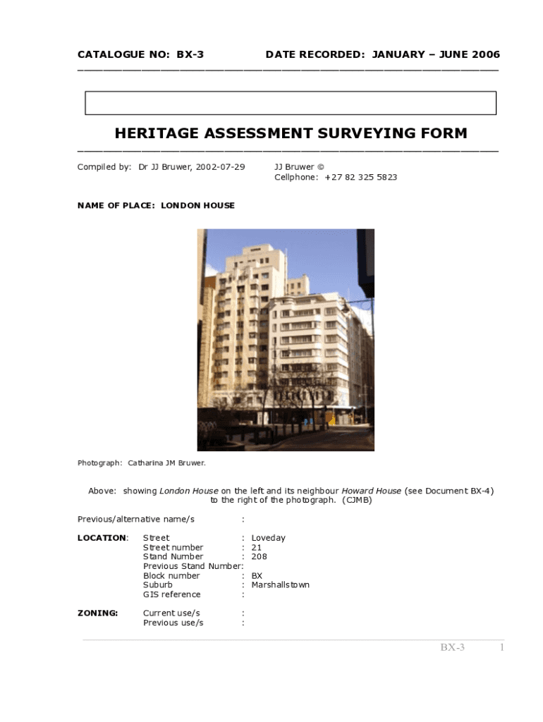 Fillable Online Heritage Impact Assessment for the proposed Sammy Marks ...