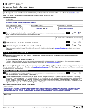 Fillable Online Registered Charity Information Return Form (T3010) Fax ...