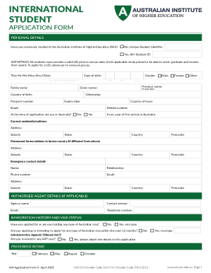 Fillable Online international student - admission application form Fax ...