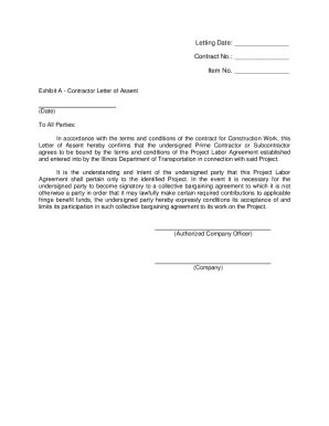 Fillable Online Contractor Letter of Assent for Web. Contractor Letter ...