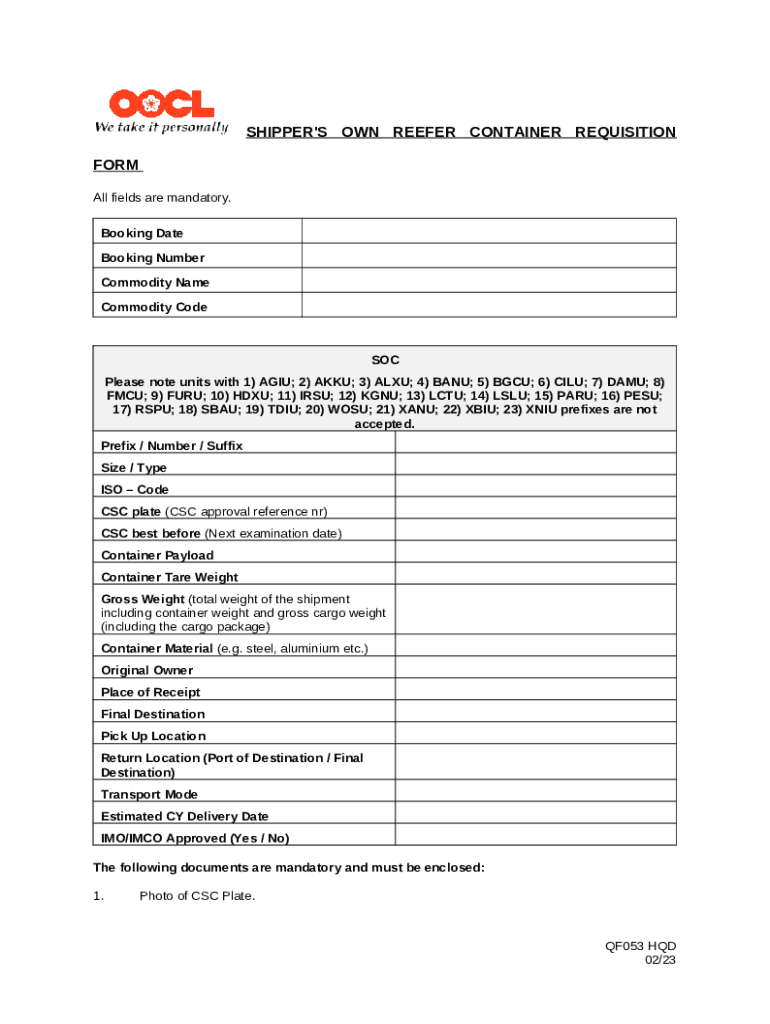 Reefer SOC Requisition Doc Template | pdfFiller