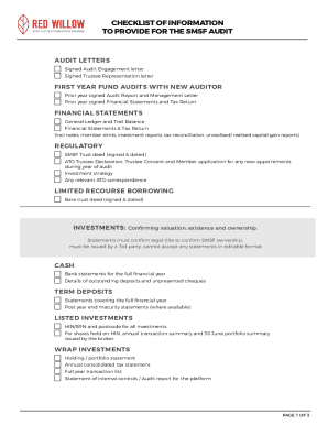 Fillable Online SMSF Audit letter and workpaper templates Fax Email ...