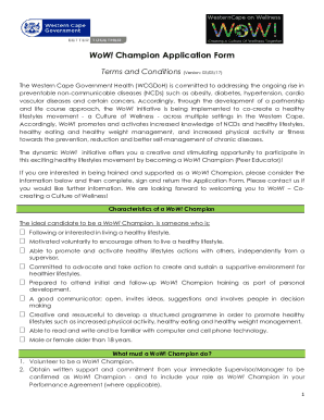 Fillable Online WoW! Champion Application Form Fax Email Print - pdfFiller