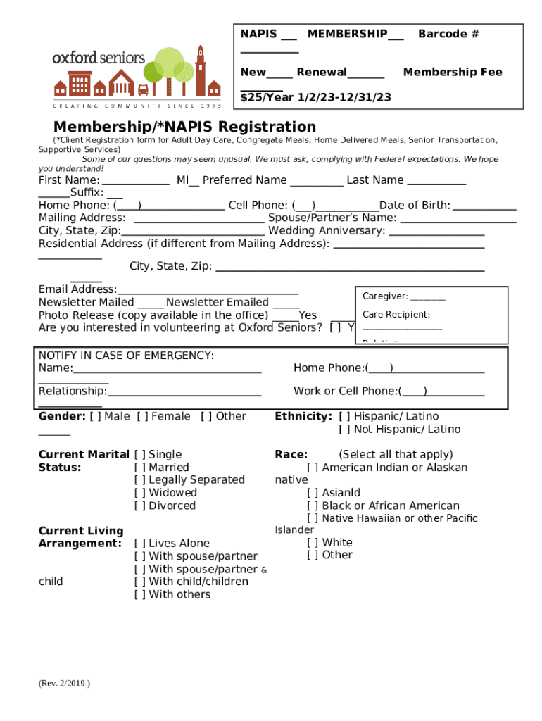 NAPIS Client Registration s Doc Template | pdfFiller