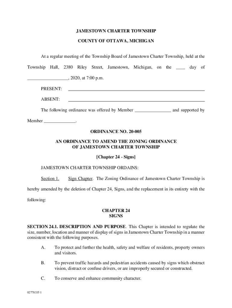 Fillable Online twp jamestown mi Ordinance to Amend Zoning Ordinance ...