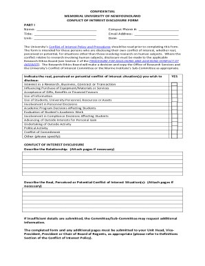 Fillable Online Procedure for Disclosing and Assessing Conflicts of Interest Fax Email Print ...