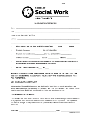 Fillable Online social work information Fax Email Print - pdfFiller