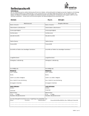 Ausfüllbar Online Selbstauskunft fr das gewerbliche Mietobjekt: Fax Email Drucken - pdfFiller