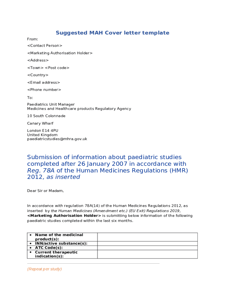 Template for letter from MAH permitting the Agency to send ... Doc ...